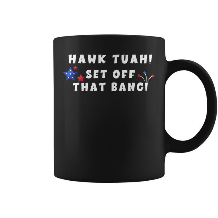 Hawk Tuah Set Off That Bang Viral Video Girl July 4Th Coffee Mug - Seseable