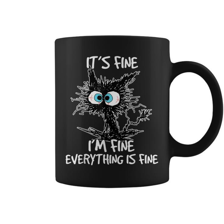 Its Fine Im Fine Everything Is Fine Black Cat Women Coffee Mug | Mazezy