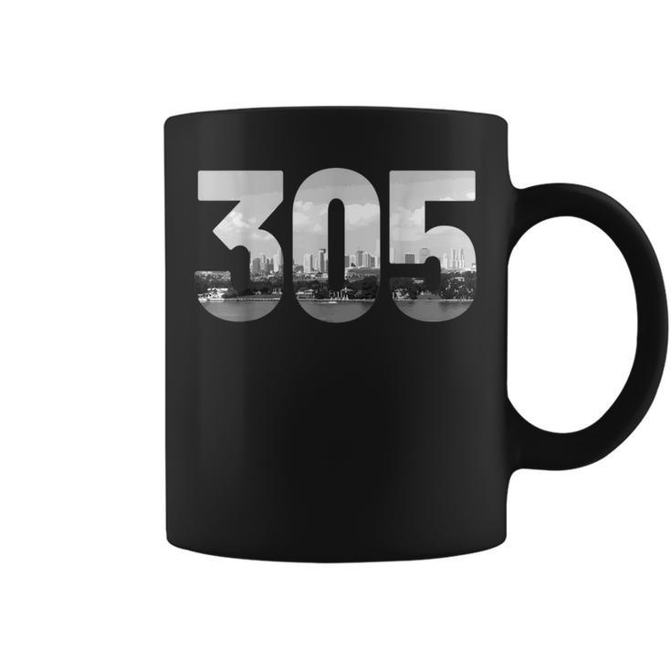 Miami 305 Area Code Skyline Florida Vintage Coffee Mug - Monsterry AU