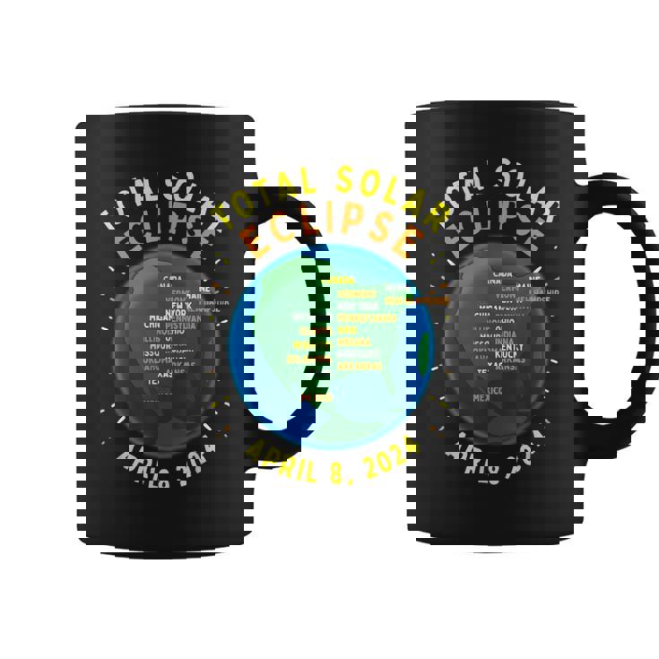 North America Solar Eclipse 2024 Totality Globe Coffee Mug - Seseable