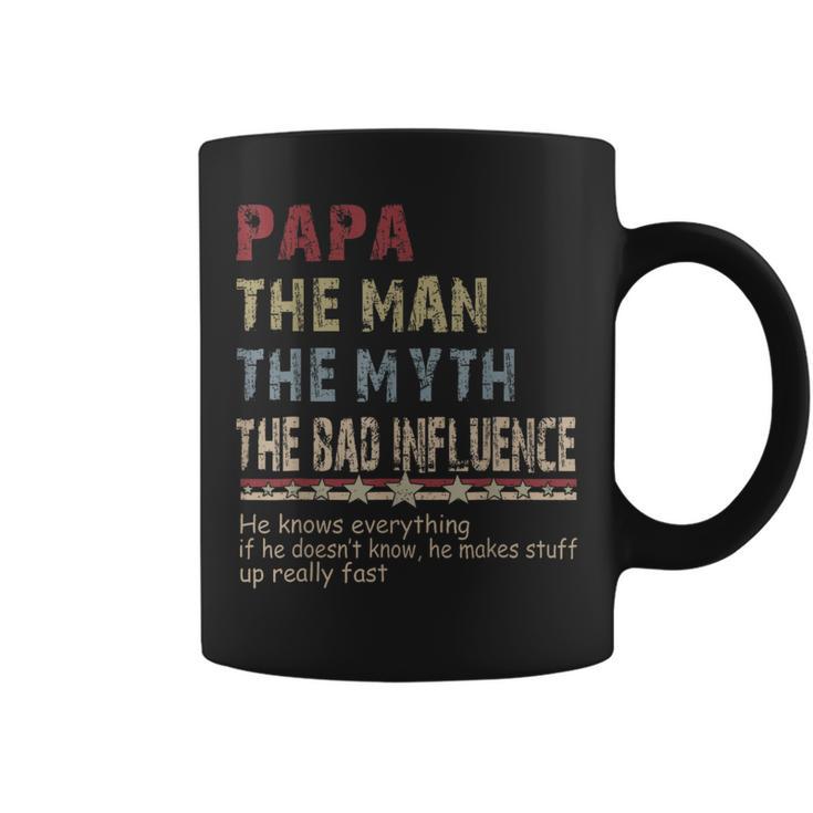 Papa The Man The Myth The Bad Influence Fathers Day Men's T-shirt Back ...