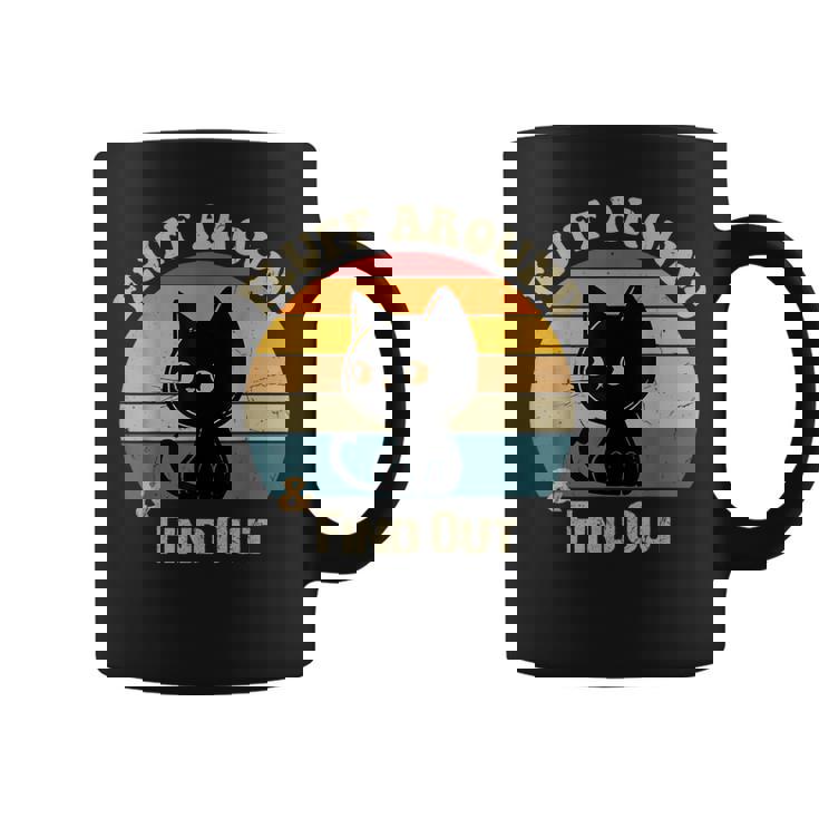 Retro Vintage Cat Fluff Around And Find Out Sayings T-Shirt - Seseable