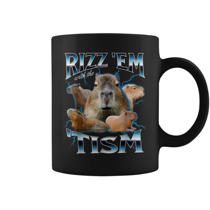 Rizz Em With The Tism Capybara Oddly Dank Meme Coffee Mug - Thegiftio UK