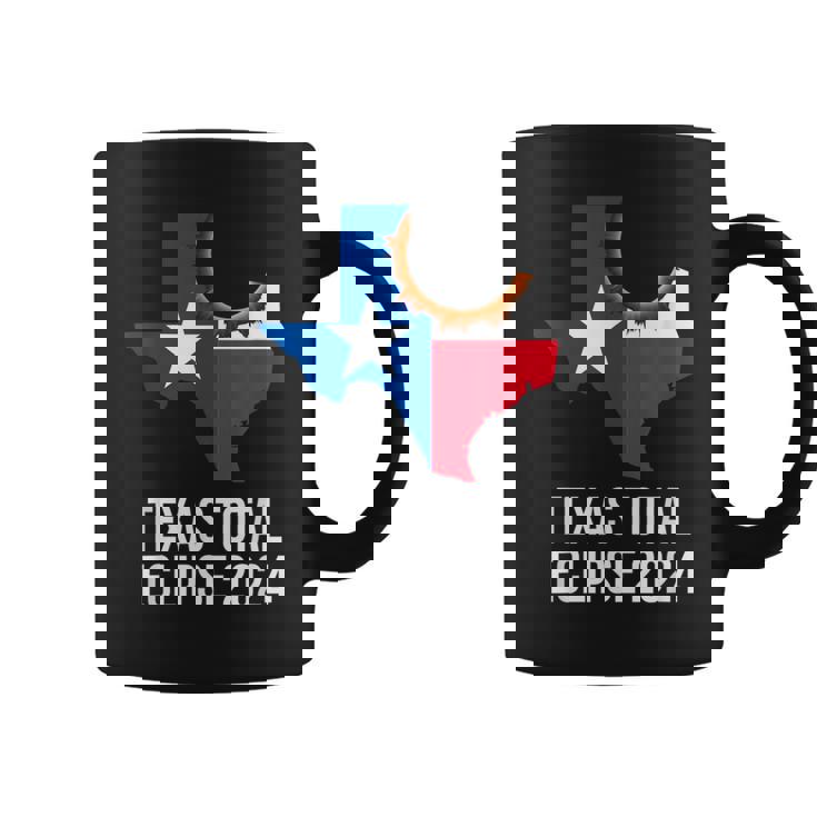 Texas Flag Solar Eclipse 2024 Tx State Outline Eclipse Coffee Mug | Mazezy
