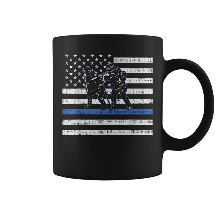 Thin Blue Line Swat Team Us Flag American Police Coffee Mug - Monsterry AU