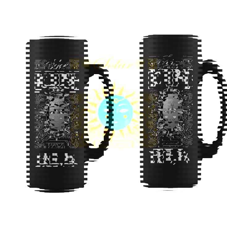 Total Solar Eclipse Erie Pa 2024 Totality Boho Retro Coffee Mug | Mazezy AU