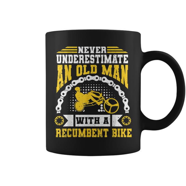 Never Underestimate And Old Man With A Recumbent Bike Biker Coffee Mug ...