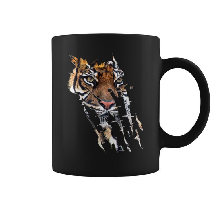 Wild Cat Bengal Tiger Face Claw Marks Coffee Mug - Monsterry