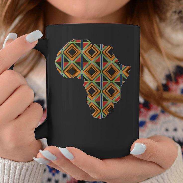 Africa Map Kente Pattern Blue African Ghana Style Ankara Coffee Mug ...