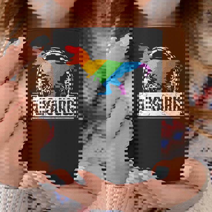 Allysaurus Lgbtq Ally Dinosaur Rainbow Vintage Gay Pride Coffee Mug ...