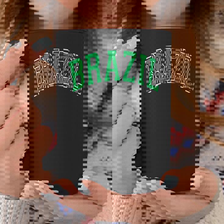 Brazil Arched Green Text Coffee Mug | Mazezy