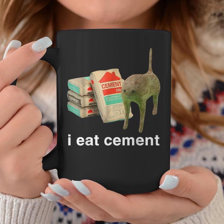 I Eat Cement Cursed Cat Oddly Specific Meme Coffee Mug | Mazezy