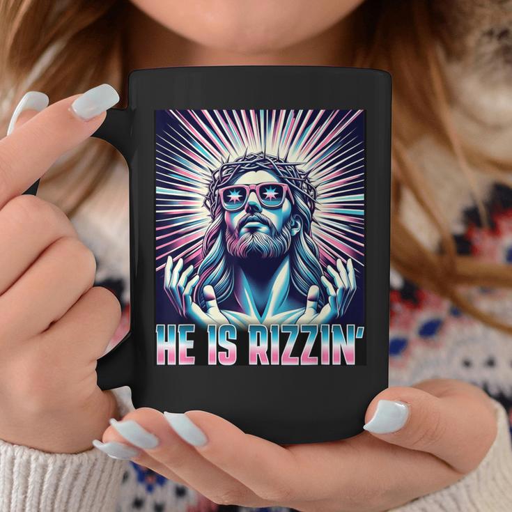 Easter Resurrection Rizz Meme He Is Rizzin Jesus Coffee Mug | Mazezy