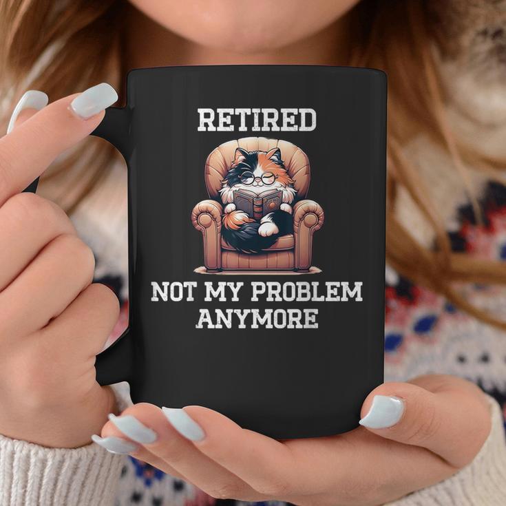 Retired Cat Reading Not My Problem Anymore Retirement Coffee Mug ...