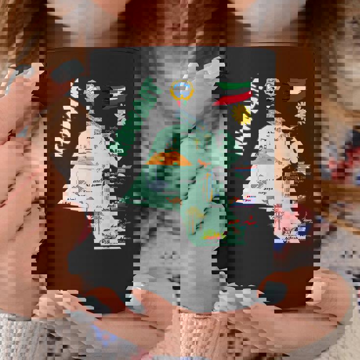 Kuwait Map Tourist Attractions Cities Flag Coffee Mug - Monsterry