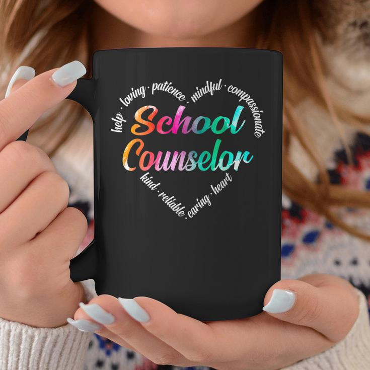 School Counselor Heart Word Cloud Watercolor Rainbow Coffee Mug | Mazezy
