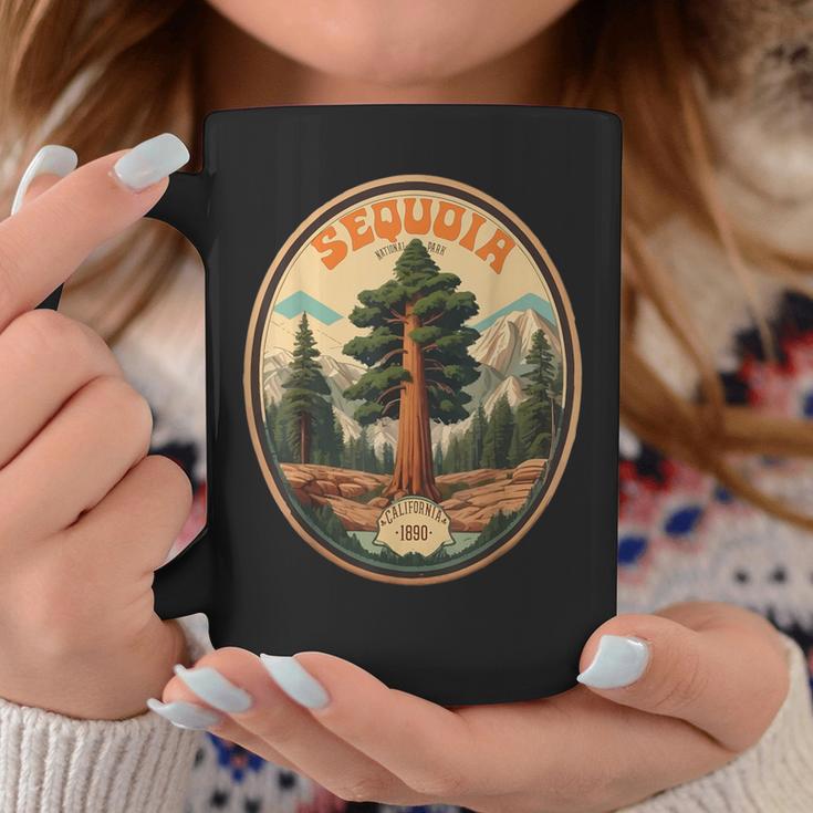 Sequoia National Park Tree Illustration Hiking Retro Badge Coffee Mug ...