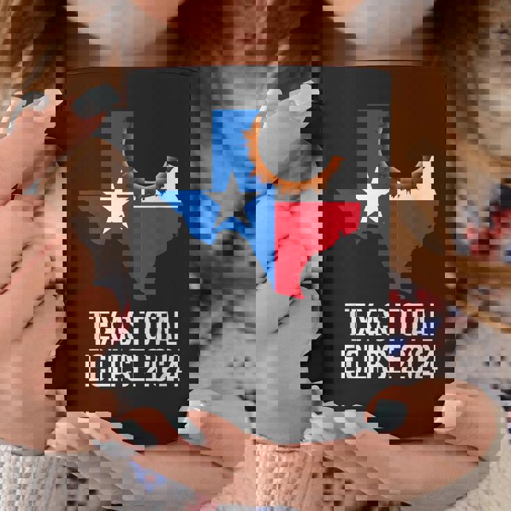 Texas Flag Solar Eclipse 2024 Tx State Outline Eclipse Coffee Mug | Mazezy