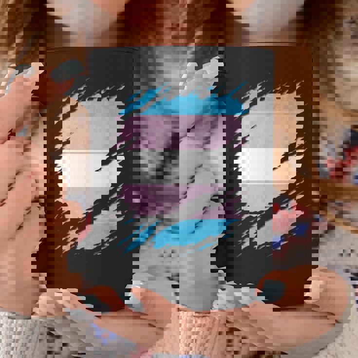 Transgender Pride Flag Ripped Reveal Coffee Mug - Monsterry