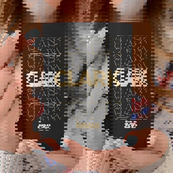 Vintage Clark Iowa Repeating Text Coffee Mug | Mazezy