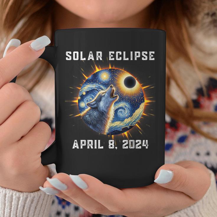 Wolf Fans Totality Solar Eclipse 2024 Wolf Howling Eclipse Coffee Mug ...