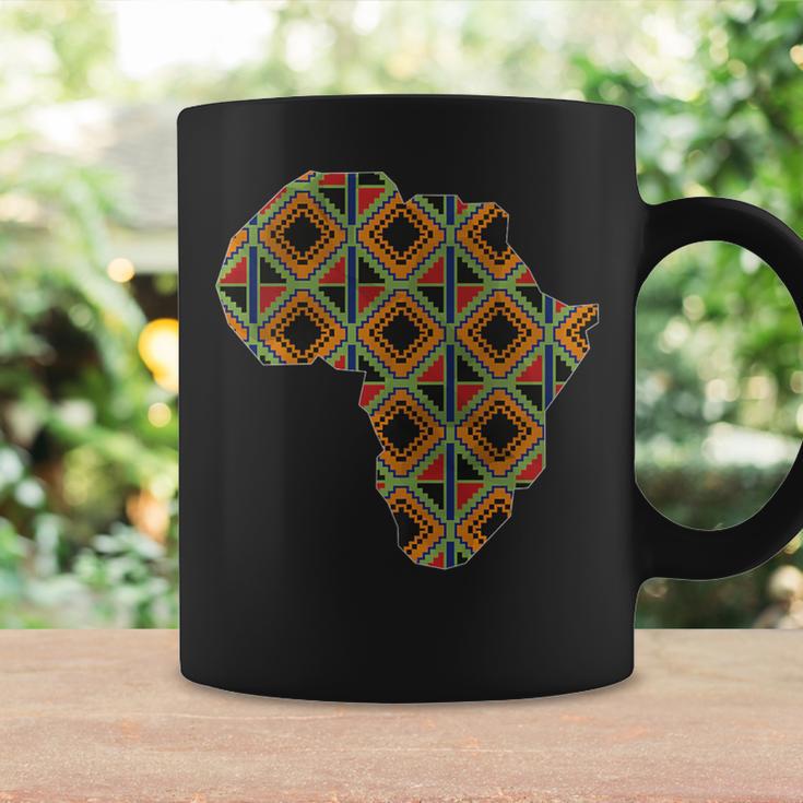 Africa Map Kente Pattern Blue African Ghana Style Ankara Coffee Mug ...