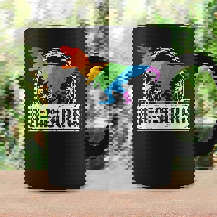 Allysaurus Lgbtq Ally Dinosaur Rainbow Vintage Gay Pride Coffee Mug ...