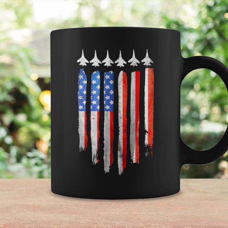 American Flag Usa Fighter Jet Patriot F16 Formation Coffee Mug - Monsterry
