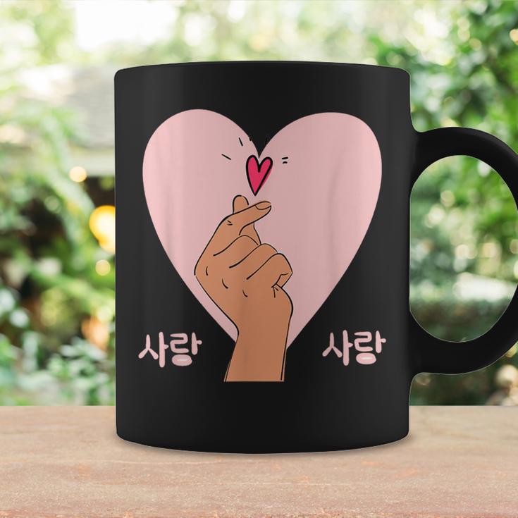 Dedo Corazón Mano Coreana Símbolo Corazón Sanalentín Amor Taza de café ...