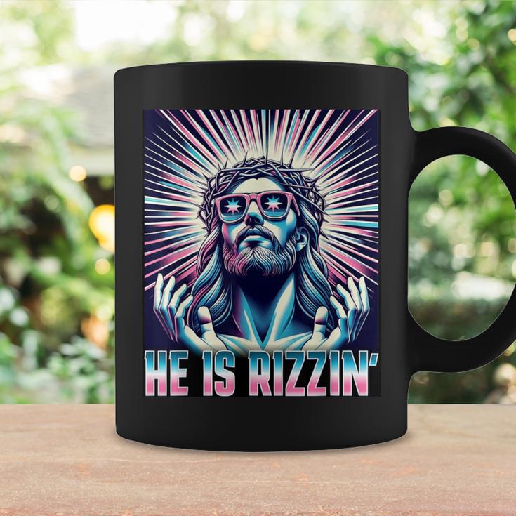 Easter Resurrection Rizz Meme He Is Rizzin Jesus Coffee Mug | Mazezy