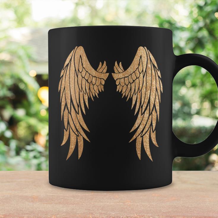 Golden Angel Wings On Back Angelic Wings Coffee Mug - Monsterry