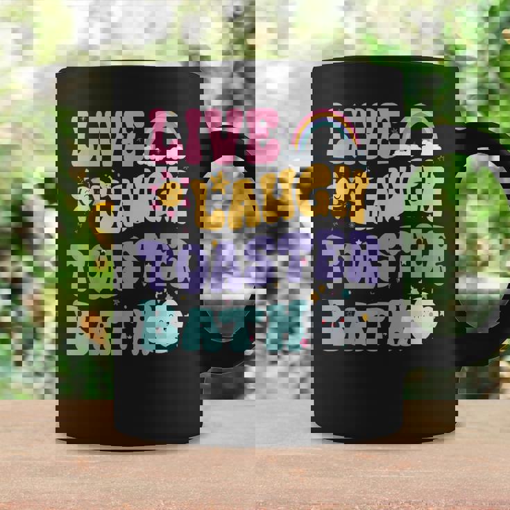 Live Laugh Toaster Bath Groovy Vintage Saying Joke Coffee Mug - Monsterry