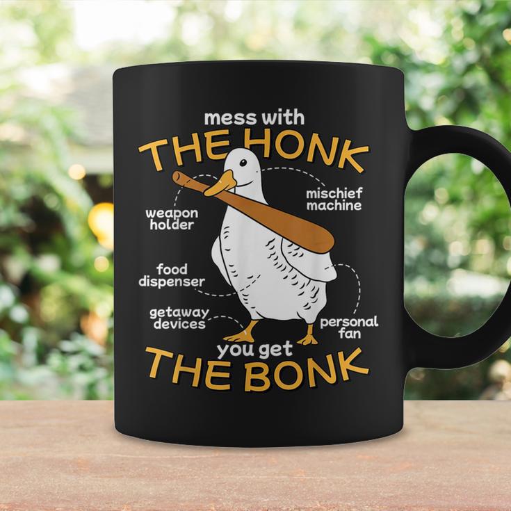 Mess With The Honk You Get The Bonk Goose Anatomy Meme Coffee Mug | Mazezy