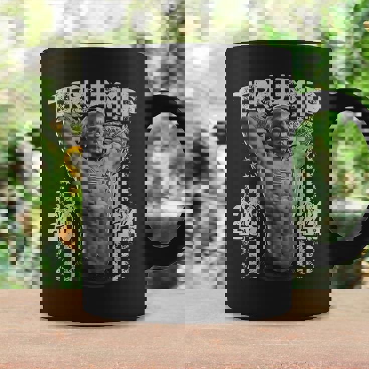 Muscle Trump President Bodybuilding American Flag Trump 2024 Coffee Mug ...