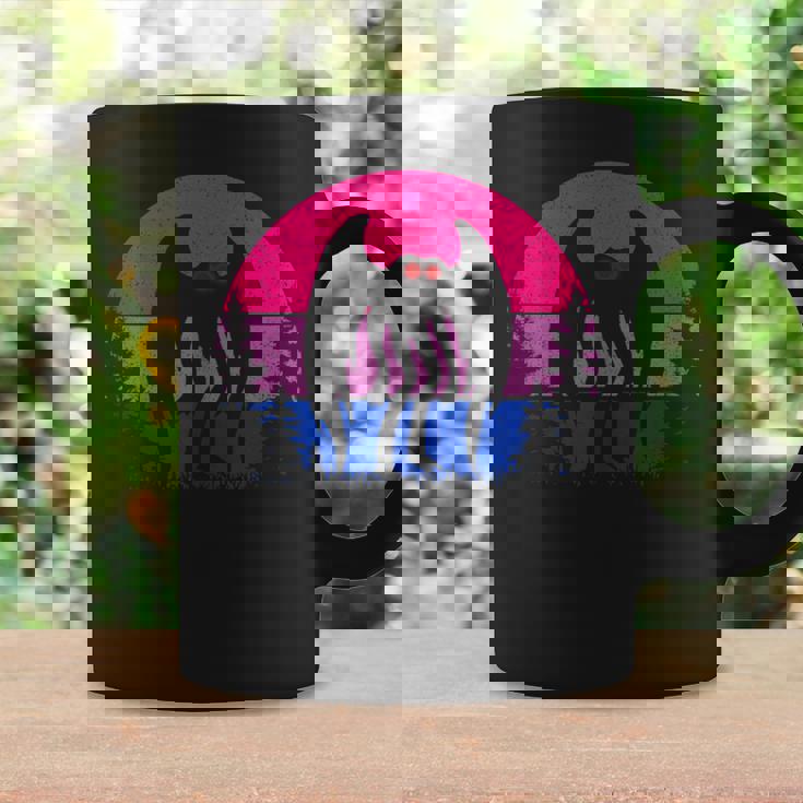 Retro Bi Mothman Bisexual Pride Point Pleasant Cryptid Coffee Mug - Monsterry
