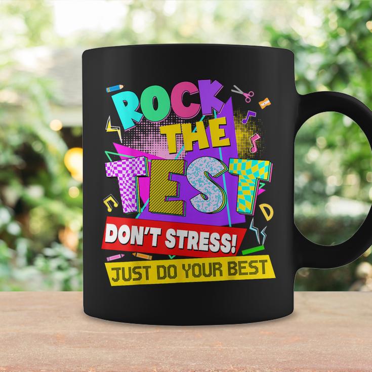 Rock The Test Dont Stress Testing Day Teachers Students Coffee Mug ...