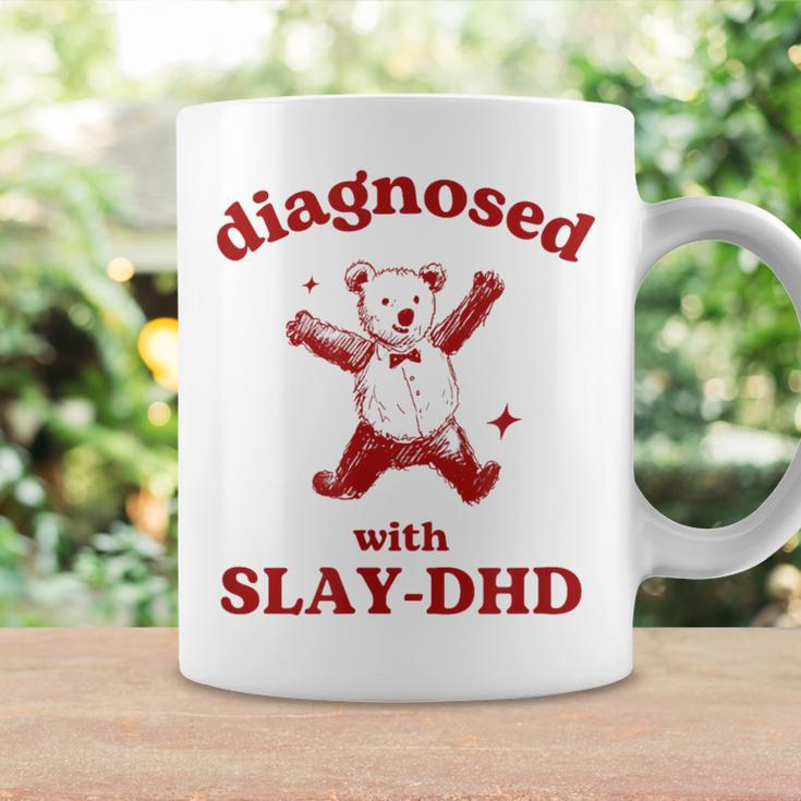 Diagnosed Slay-Dhd Adhd Meme Silly Pun Y2k Bear Goofy Coffee Mug ...