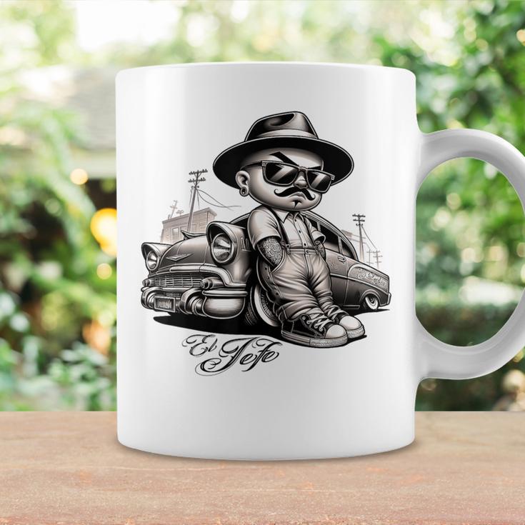 El Jefe Bomba Lowrider Chicano Homie Tattoo Cholo Pachuco Coffee Mug ...