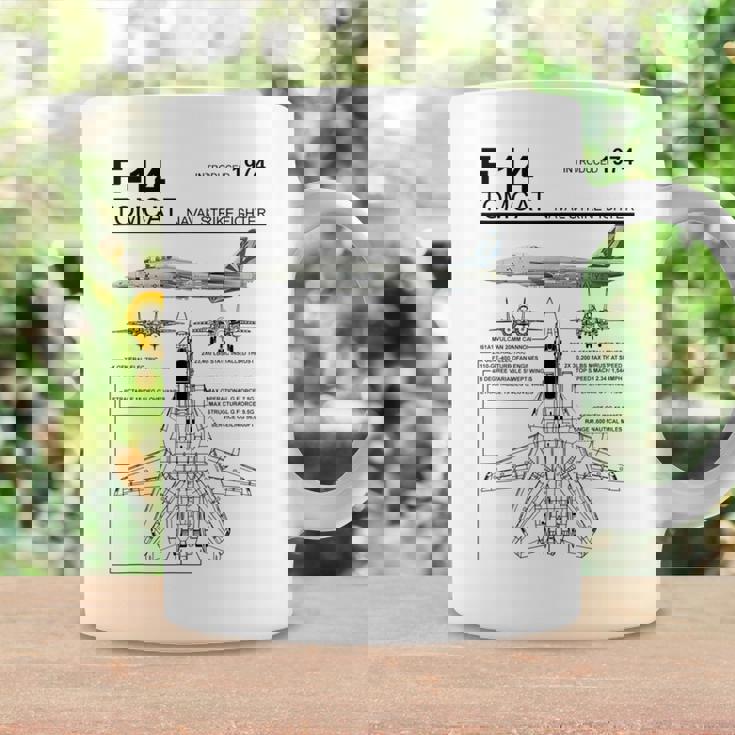 F-14 Tomcat Navy Fighter Jet Diagram Graphic Coffee Mug - Monsterry