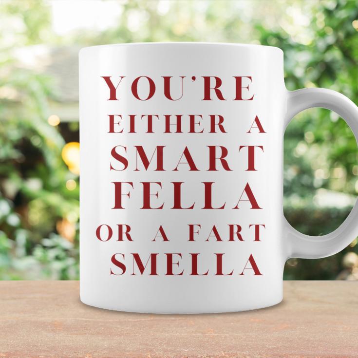 Are You A Smart Fella Or Fart Smella Meme Coffee Mug | Mazezy