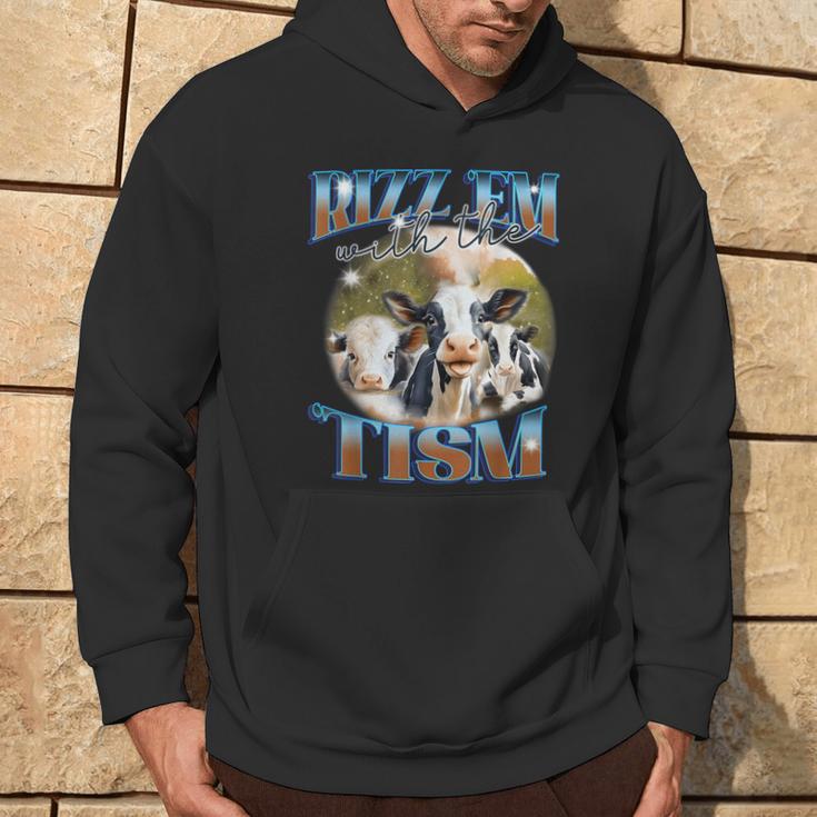 Autism Rizz Em With The Tism Cow Meme Autistic Cow Hoodie | Mazezy