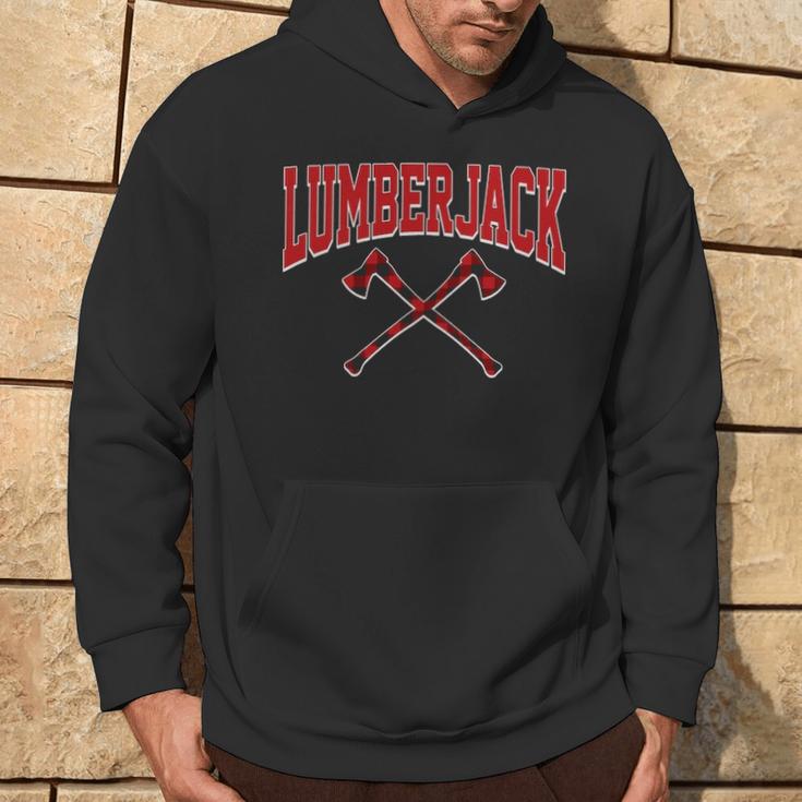 Lumberjack Woodworker Arborist Axe Flannel Hoodie | Mazezy