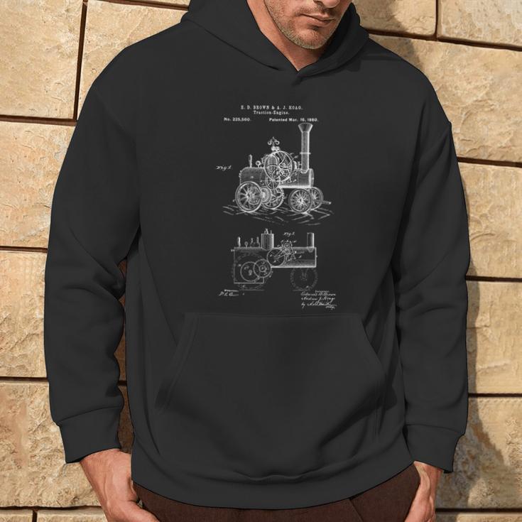 Vintage Patent Print 1880 Steam Traction Engine Gif Hoodie | Mazezy