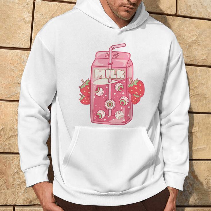 Weirdcore Aesthetic Kawaii Strawberry Milk Carton Eyeballs Hoodie ...