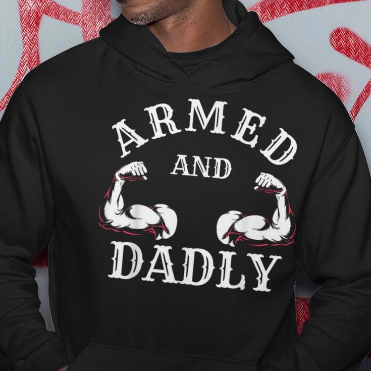 Armed And Dadly Father Buff Dad Bod Muscle Gym Workout Hoodie - Monsterry
