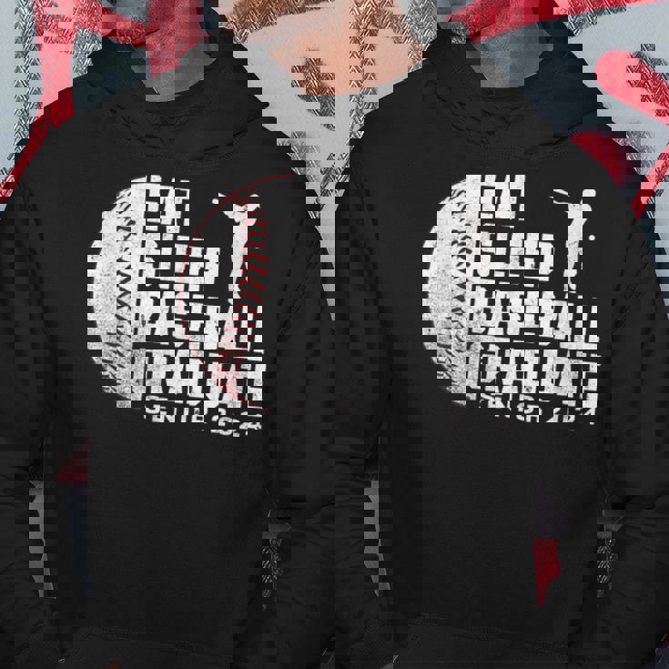 Baseball Player Senior 2024 Graduation Eat Sleep Grad Hoodie - Thegiftio UK