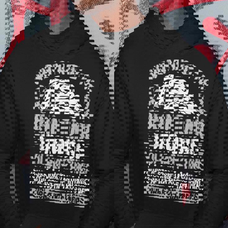 Brain Tumor Awareness Grey Ribbon Glioblastoma Diagnosis Hoodie - Monsterry