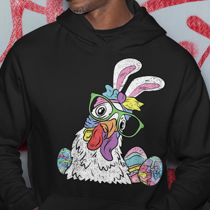 Chicken Egg Hunting Easter Bunny Ears Farm Animal Spring Hoodie | Mazezy