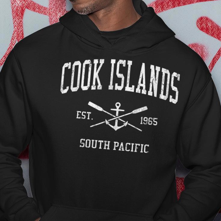 Cook Islands Vintage Crossed Oars & Boat Anchor Sports Hoodie - Monsterry