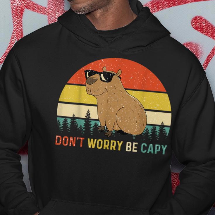 Cool Capybara Don't Worry Be Cappy Vintage Rodent Meme Hoodie ...